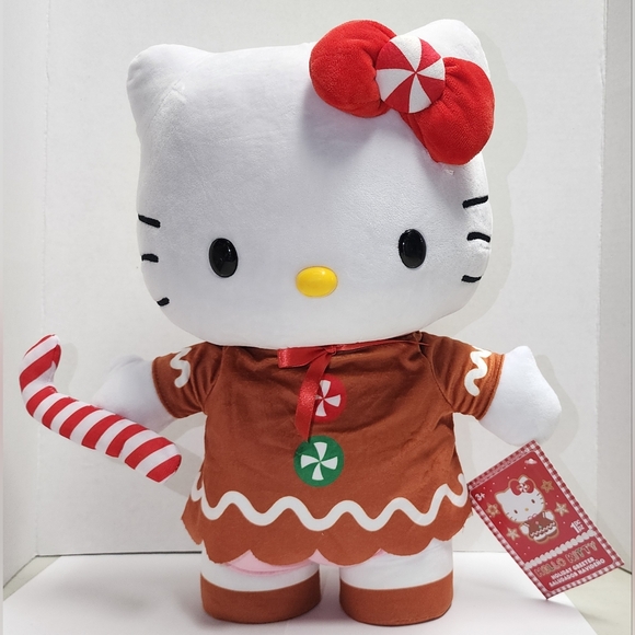 Sanrio | Holiday | Hello Kitty Gingerbread Christmas Greeter Stuffy Cat ...